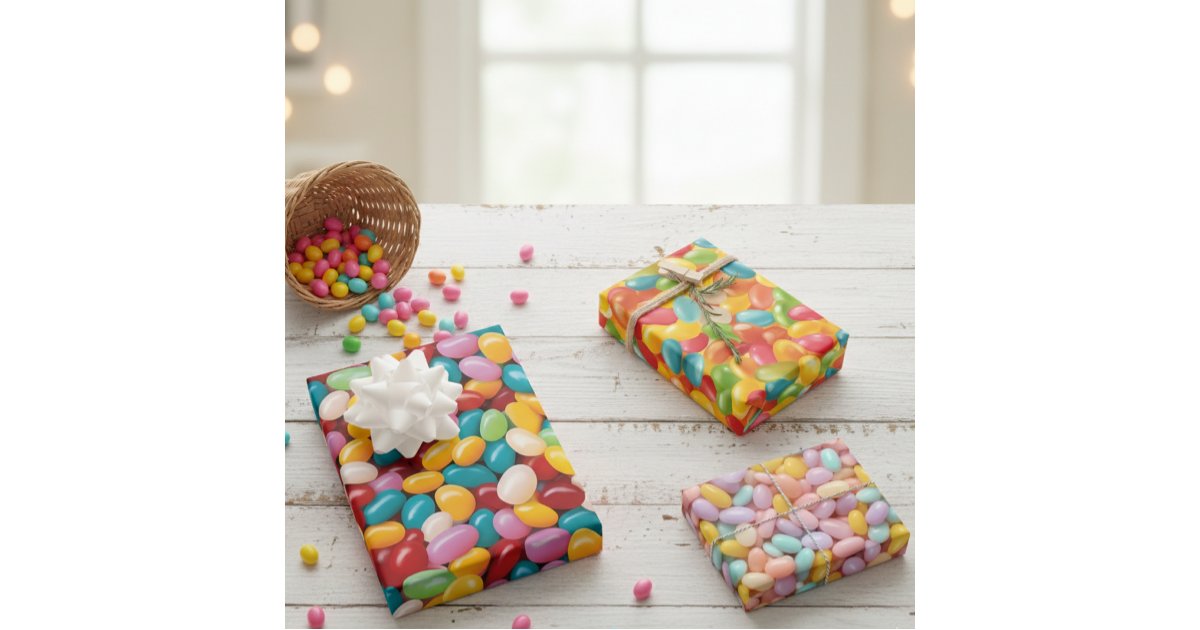 Easter Jelly Bean Pattern Wrapping Paper Sheets | Zazzle