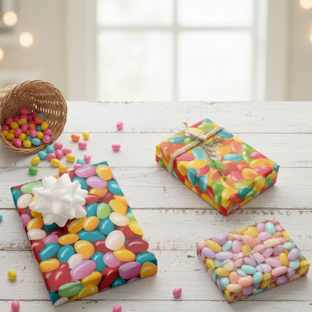 Easter Jelly Bean Pattern Wrapping Paper Sheets | Zazzle