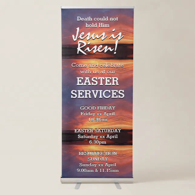 EASTER Jesus is Risen CHURCH SERVICES Customized Retractable Banner ...