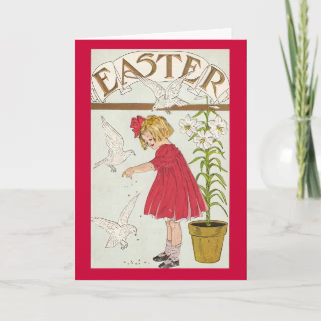 Easter Lily Girl Holiday Card | Zazzle