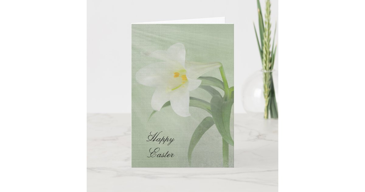 Easter Lily on Green Holiday Card | Zazzle