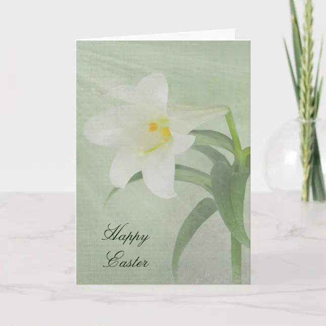 Easter Lily on Green Holiday Card | Zazzle