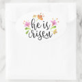 Easter Matthew 28:6 He is Risen Oval Sticker | Zazzle