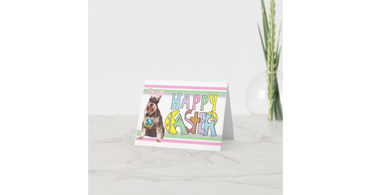 Easter Miniature Schnauzer Holiday Card | Zazzle