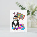 Easter Penguin with Colored Eggs Holiday Postcard | Zazzle