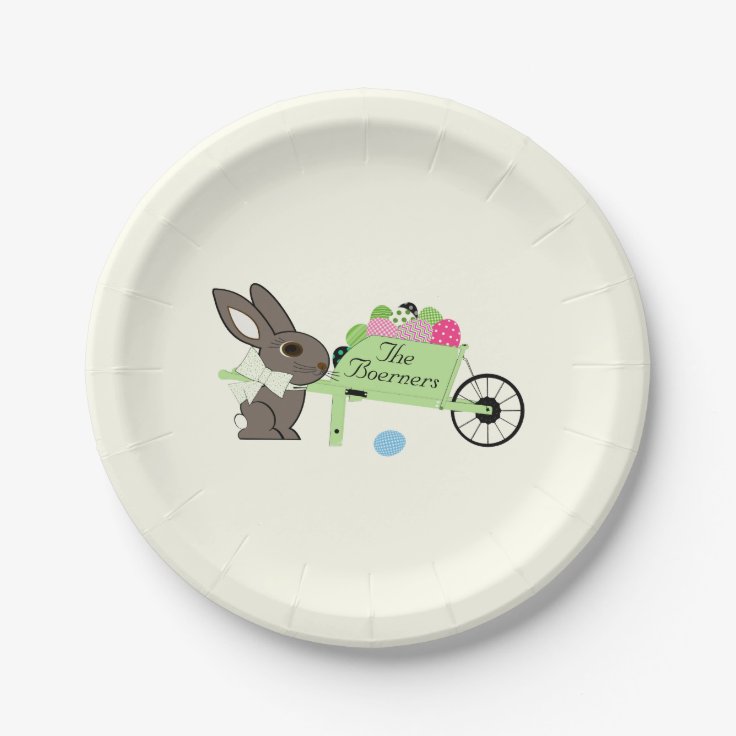Easter Personalized Rabbit Eggs Paper Plates | Zazzle