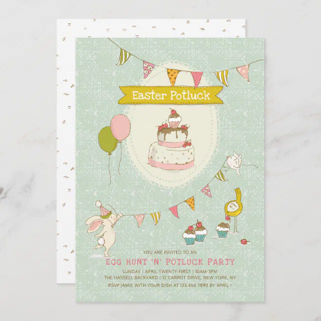 Easter Potluck Egg Hunt Party Invitation | Zazzle