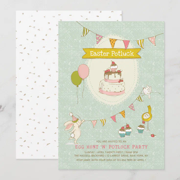 Easter Potluck Egg Hunt Party Invitation | Zazzle
