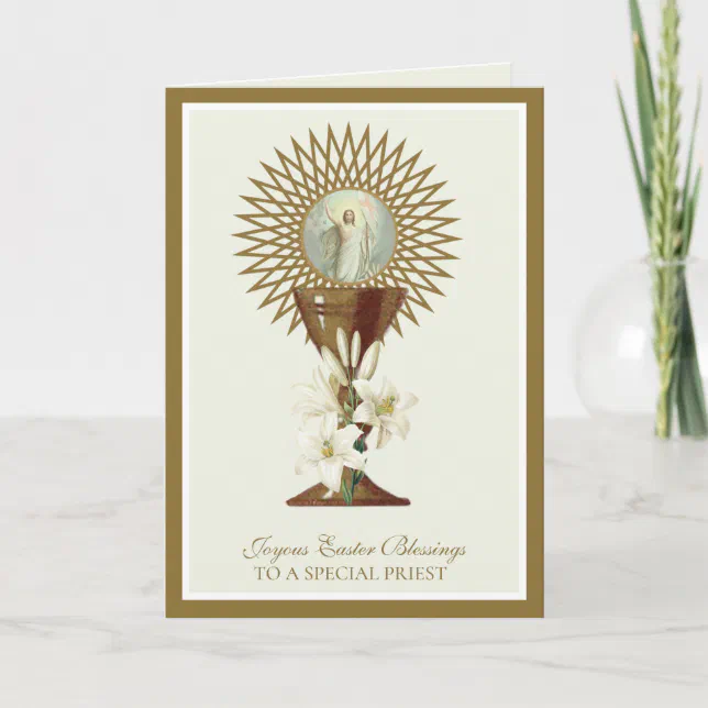 Easter Prayer Catholic Priest Vintage Resurrection Holiday Card | Zazzle