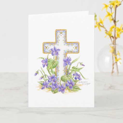 Easter Prayer Violet Cross Greeting Card | Zazzle