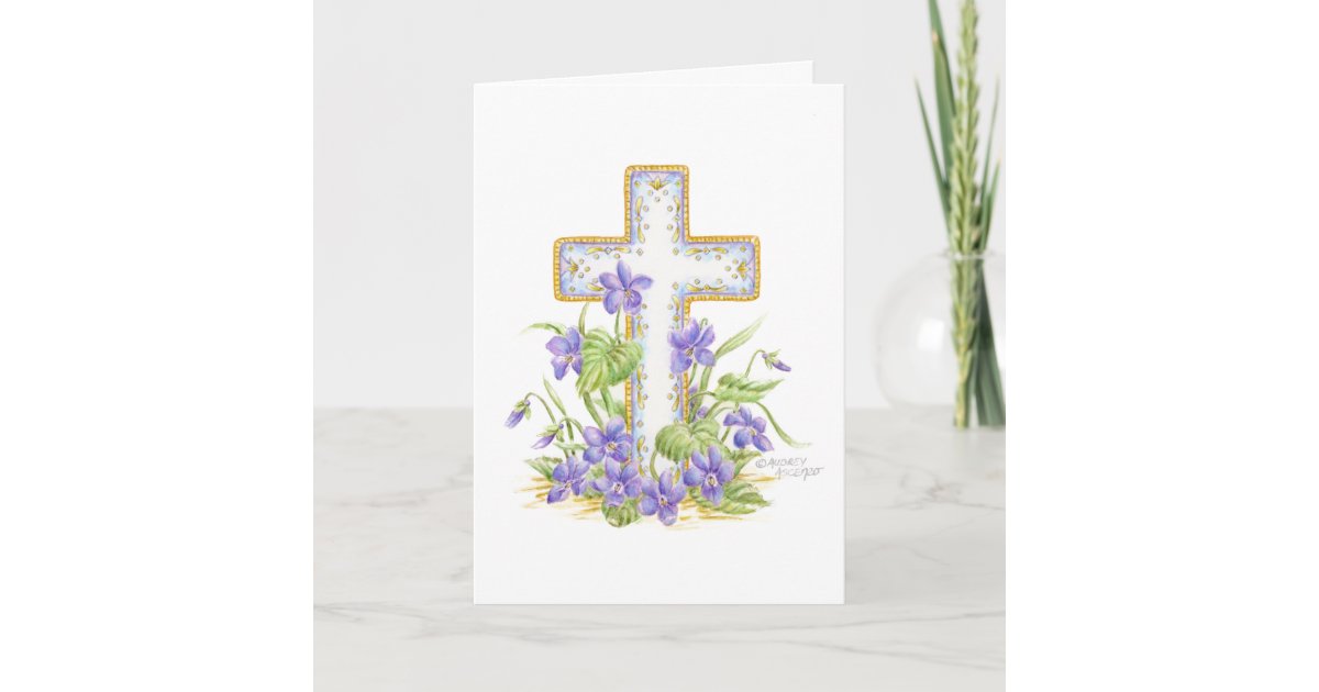 Easter Prayer Violet Cross Greeting Card | Zazzle