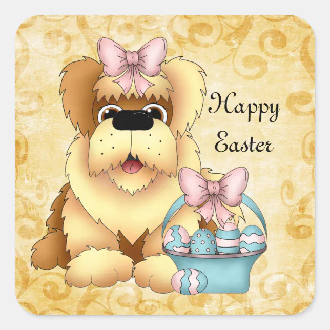 Easter Puppy Holiday cartoon sticker | Zazzle