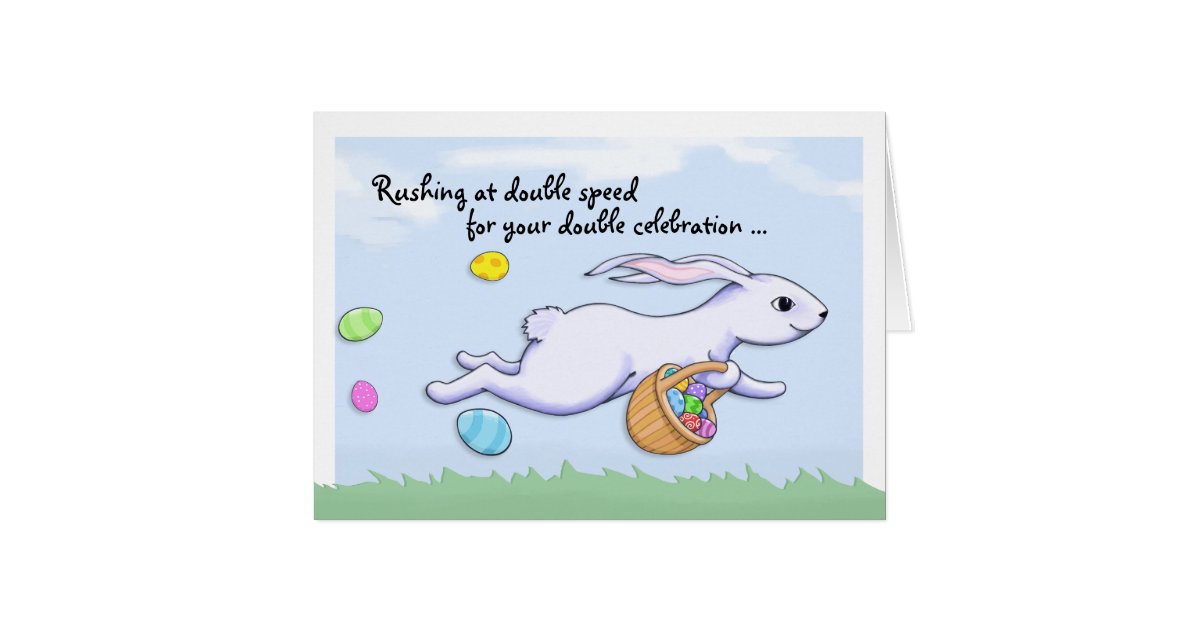 Easter Rabbit Run Happy Easter Birthday Card | Zazzle.com