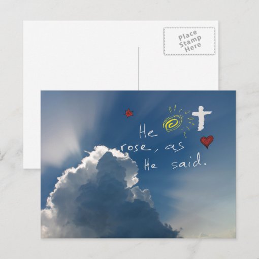 Easter Resurrection He Is Risen Jesus Rose Holiday Postcard | Zazzle