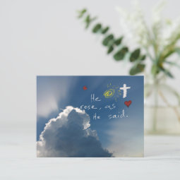 Easter Resurrection He Is Risen Jesus Rose Holiday Postcard | Zazzle