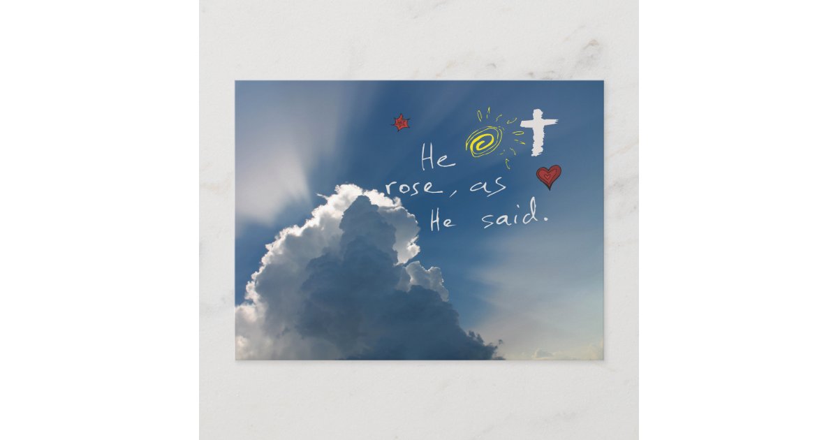 Easter Resurrection He Is Risen Jesus Rose Holiday Postcard | Zazzle