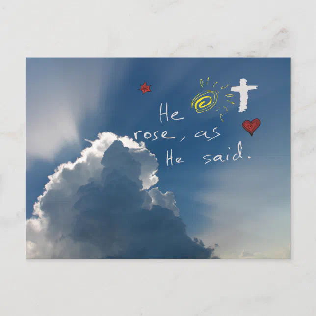 Easter Resurrection He Is Risen Jesus Rose Holiday Postcard | Zazzle