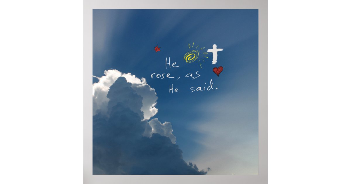 Easter Resurrection He Is Risen Jesus Rose Poster | Zazzle