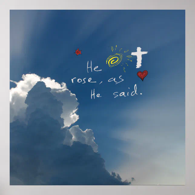Easter Resurrection He Is Risen Jesus Rose Poster | Zazzle