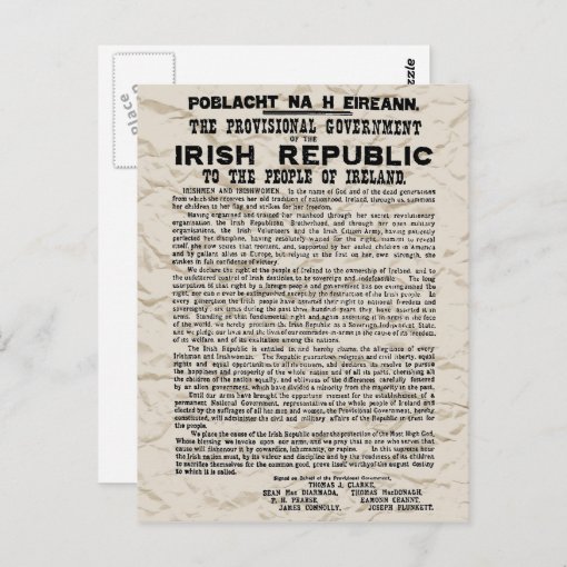 Easter Rising Proclamation of the Irish Republic Postcard | Zazzle
