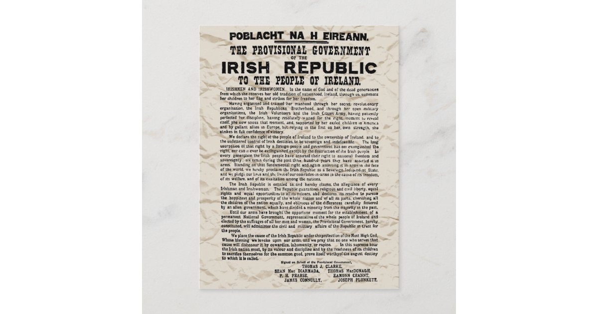 Easter Rising Proclamation of the Irish Republic Postcard | Zazzle