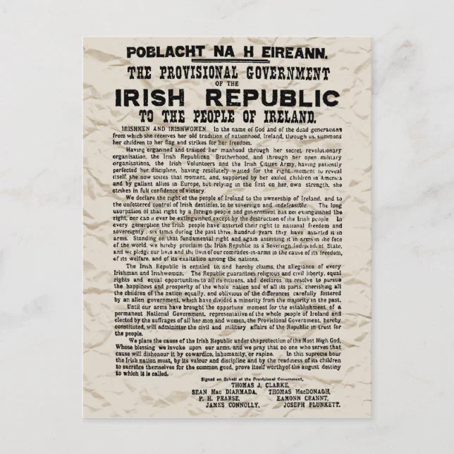 Easter Rising Proclamation of the Irish Republic Postcard | Zazzle