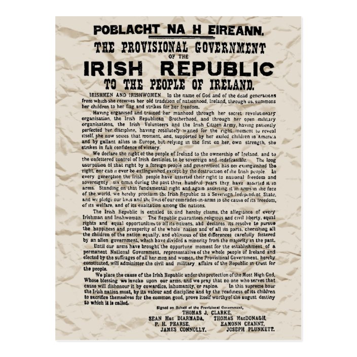 Easter Rising Proclamation of the Irish Republic Postcard | Zazzle.com