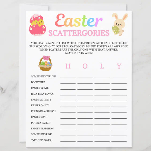 Easter Scattergories Game | Zazzle