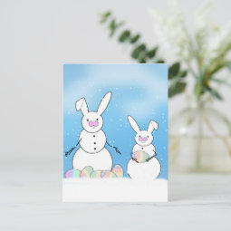 Easter Snowmen Snow Bunnies Holiday Postcard | Zazzle