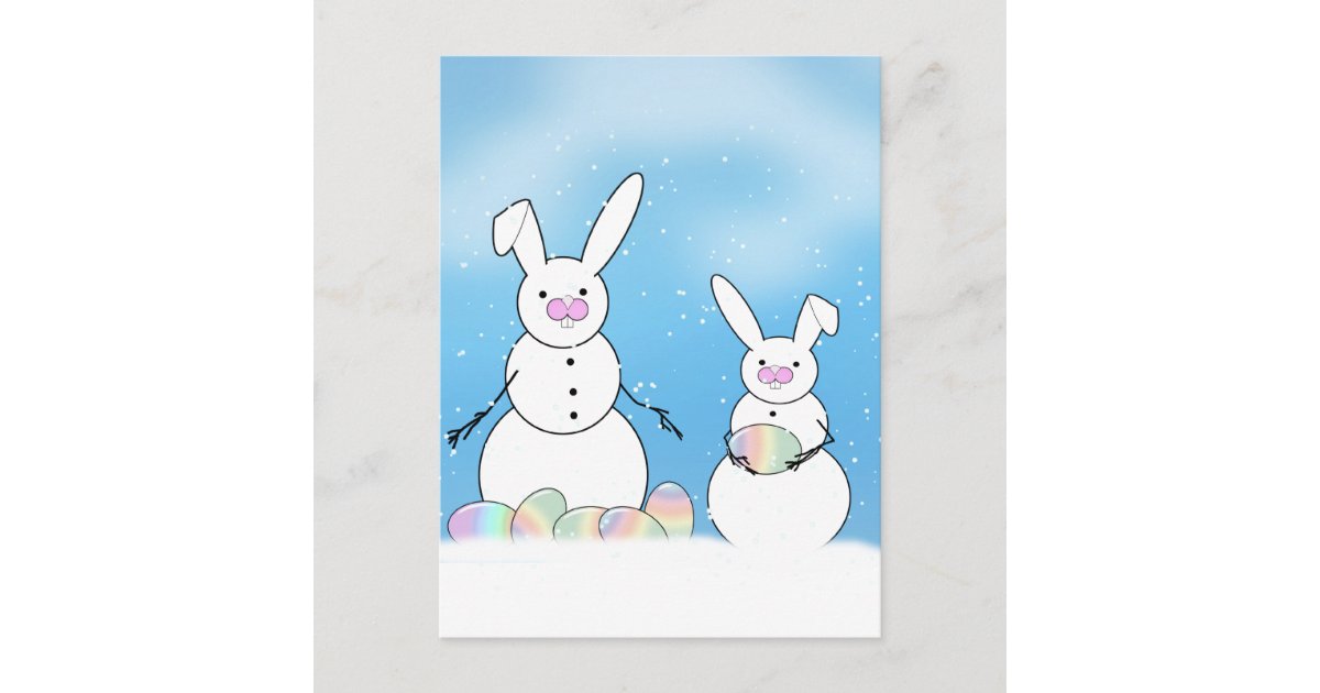 Easter Snowmen Snow Bunnies Holiday Postcard | Zazzle