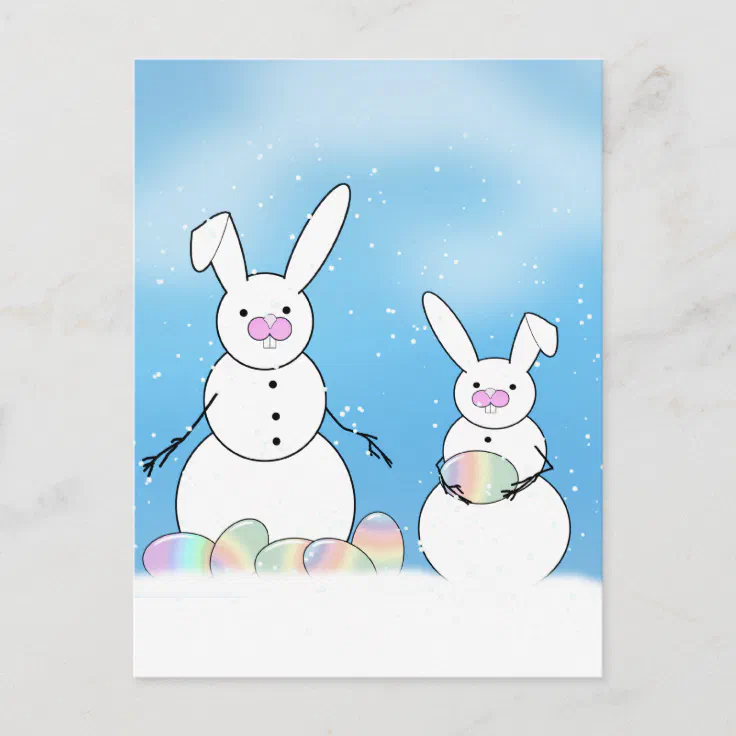 Easter Snowmen Snow Bunnies Holiday Postcard | Zazzle