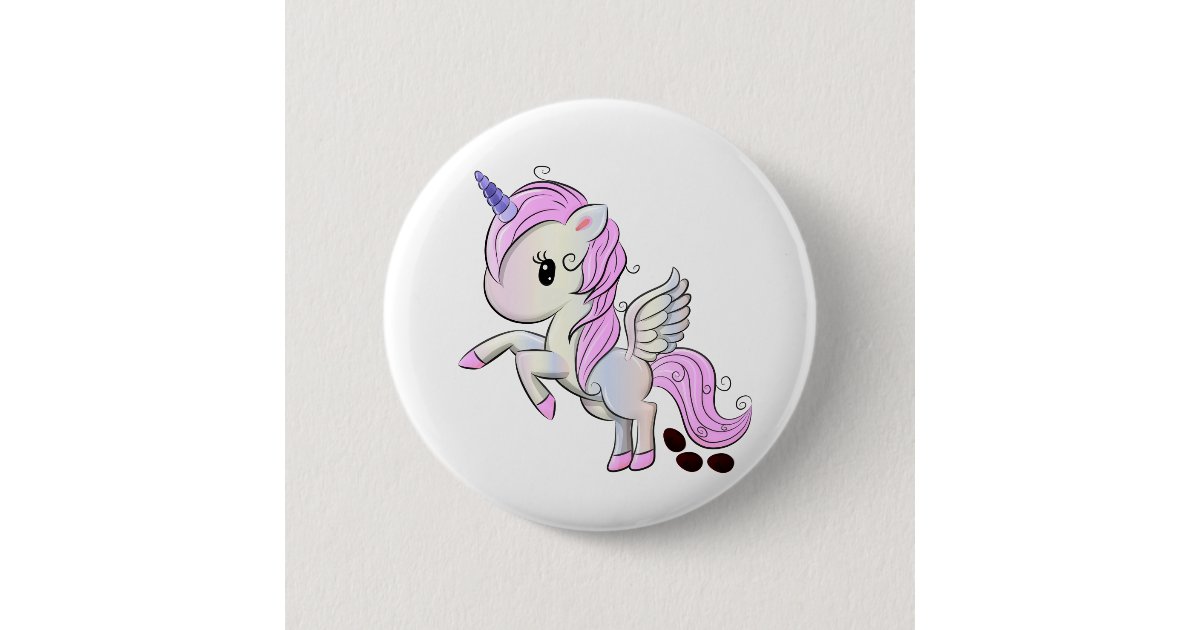 Easter Unicorn Pegasus Chocolate Egg Poop Button | Zazzle