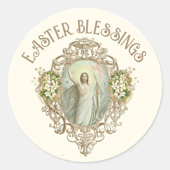 Easter Vintage Resurrection Pascha Religious Classic Round Sticker | Zazzle