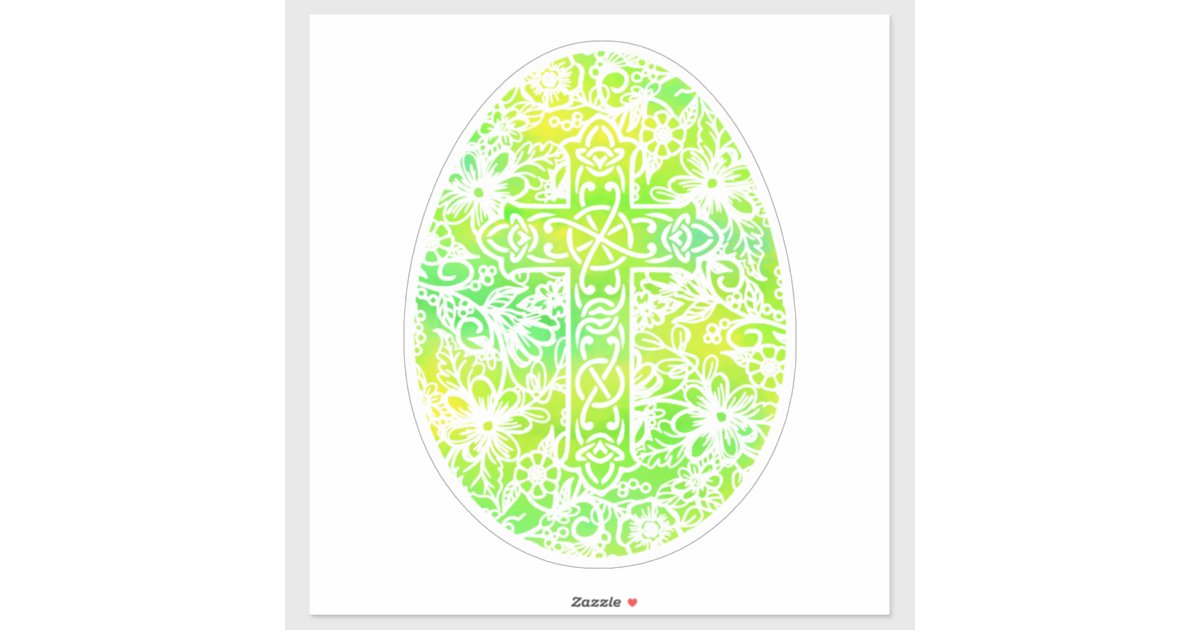 Easter Watercolor Green Cross Sticker | Zazzle