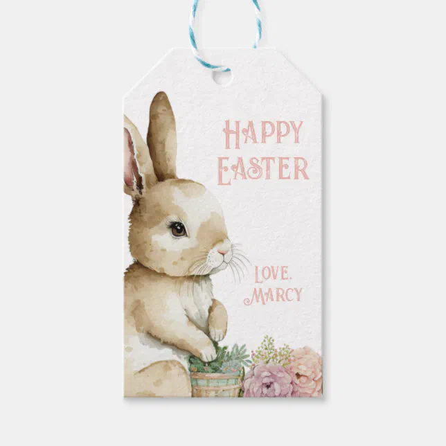 Easter Watercolor Rabbit Favor Tag Customizable | Zazzle