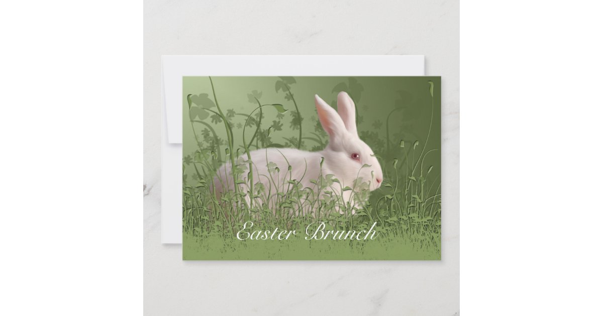 Easter White Rabbit Brunch Invitation | Zazzle