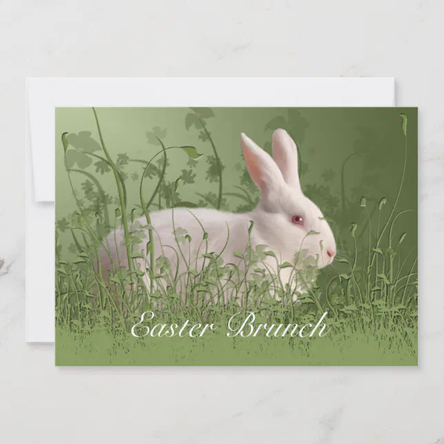 Easter White Rabbit Brunch Invitation | Zazzle