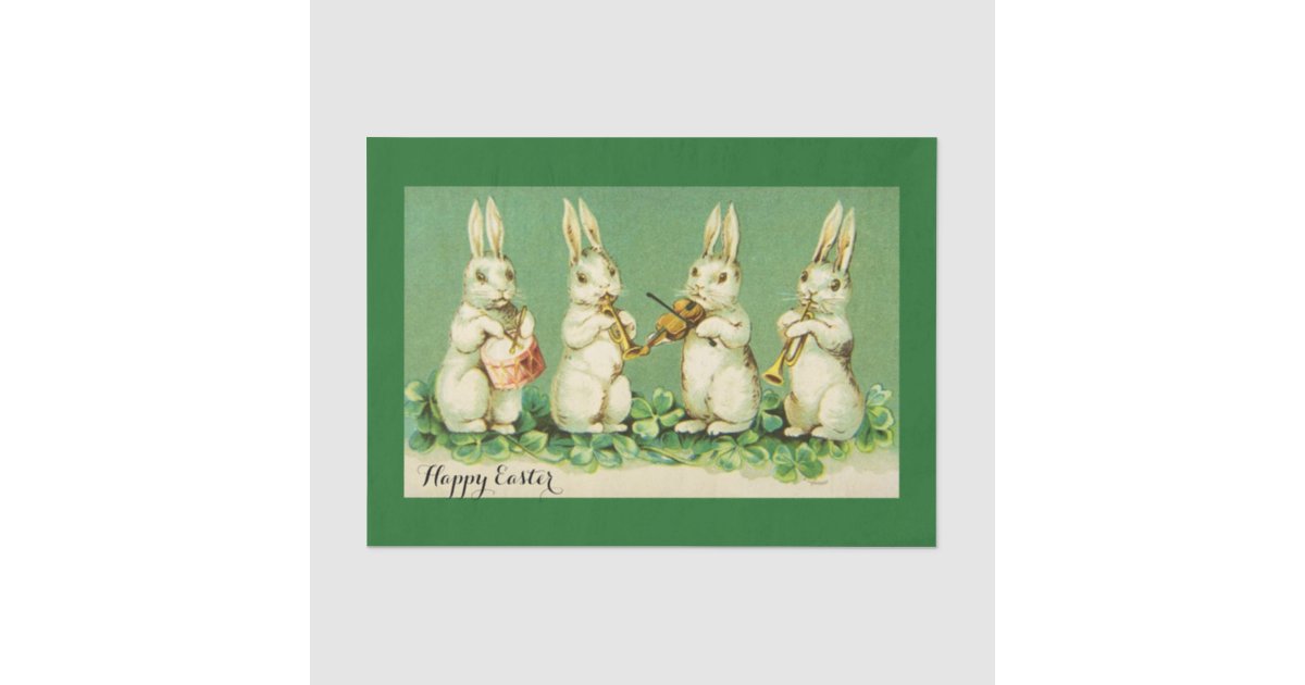 EASTER WHITE RABBIT ORCHESTRA Music Making Rabbits Tissue Paper | Zazzle