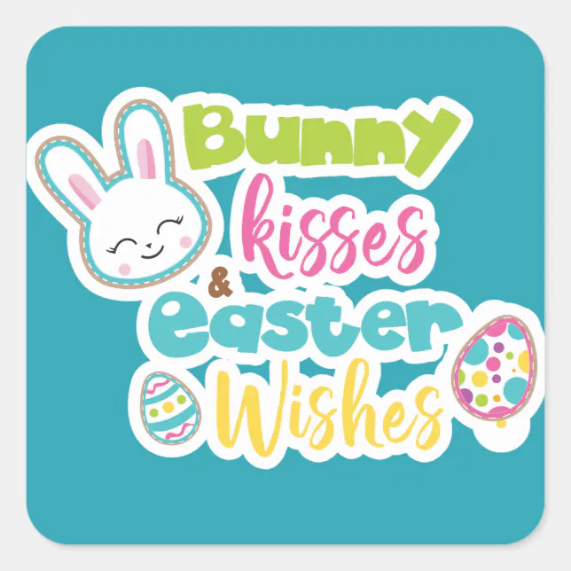 Easter wishes and bunny kisses party sticker | Zazzle