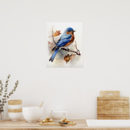 Eastern Bluebird Bird Art Print Poster | Zazzle