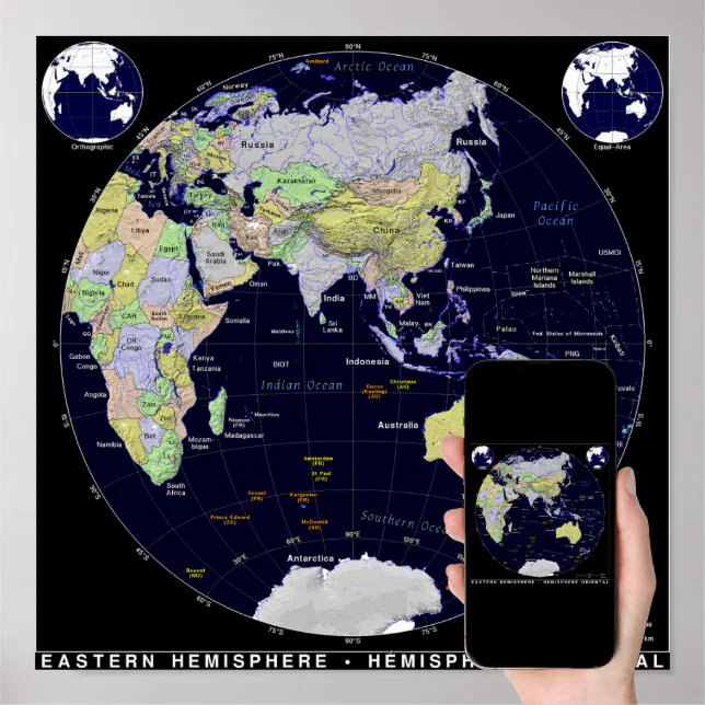 Eastern Hemisphere Map Poster | Zazzle