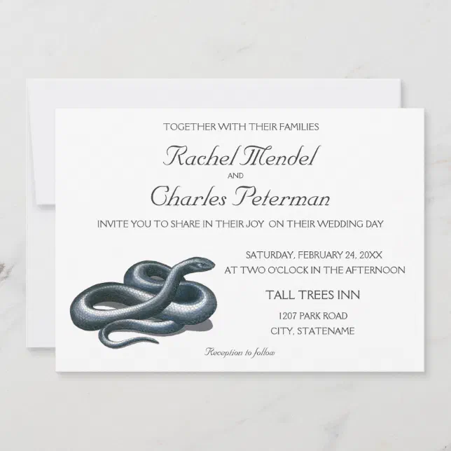 Eastern Indigo Snake Nature Art Wedding Invitation | Zazzle