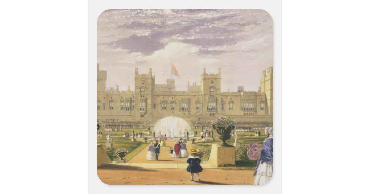 Eastern view of the Castle and Garden, Windsor Cas Square Sticker | Zazzle