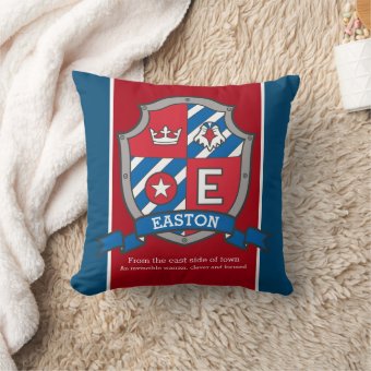 Easton name meaning kid red blue bird cushion | Zazzle