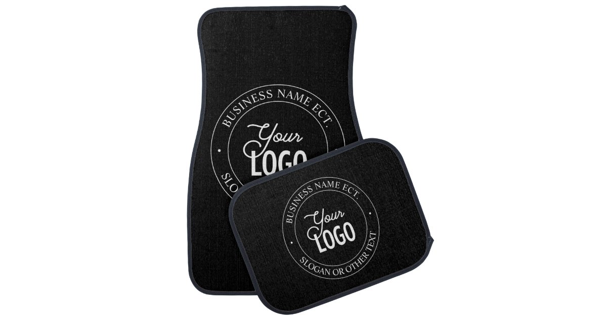 Easy Logo Replacement & Custom Text | Black Car Floor Mat | Zazzle