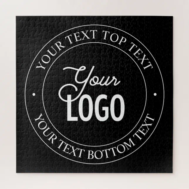 Easy Logo Replacement & Customizable Text | Black Jigsaw Puzzle | Zazzle