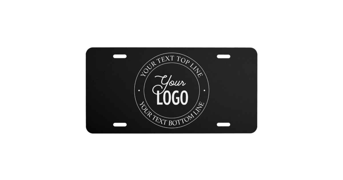 Easy Logo Replacement & Customizable Text | Black License Plate | Zazzle