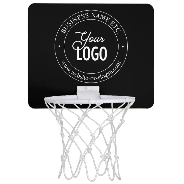 Easy Logo Replacement & Customizable Text | Black Mini Basketball Hoop ...