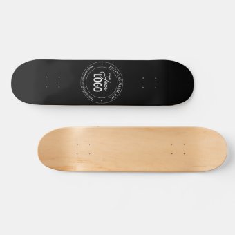 Easy Logo Replacement & Customizable Text | Black Skateboard | Zazzle