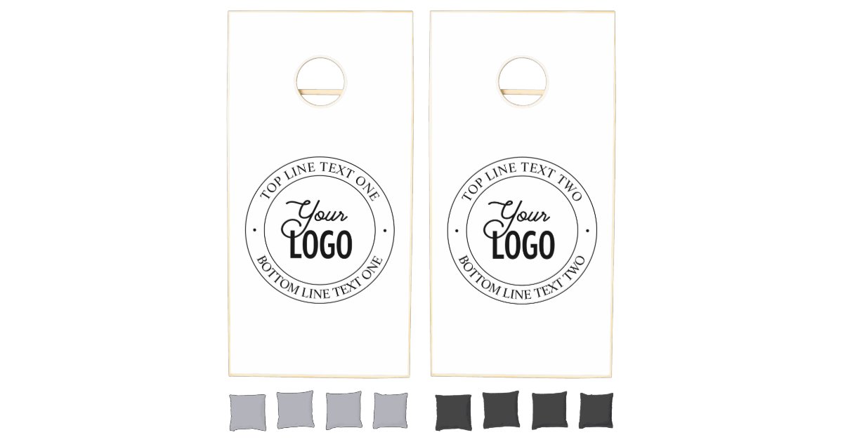 Easy Logo Replacement & Customizable Text | White Cornhole Set | Zazzle